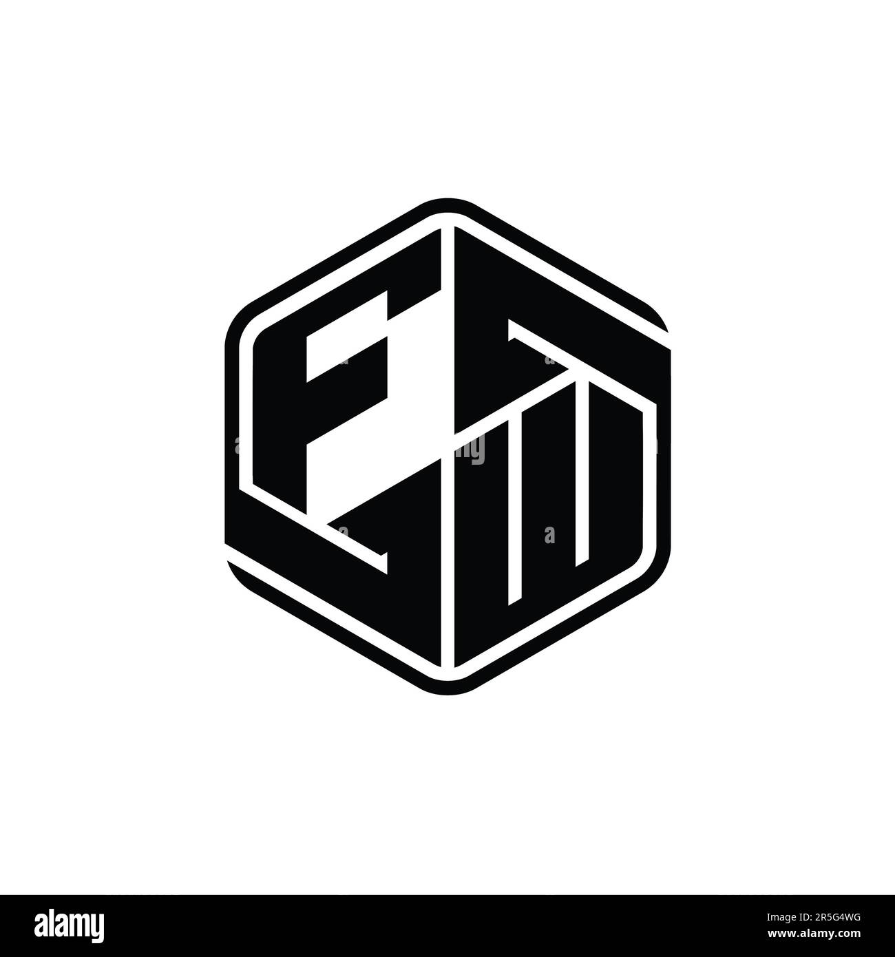 FW Letter Logo monogram hexagon shape with ornament abstract isolated outline design template ...