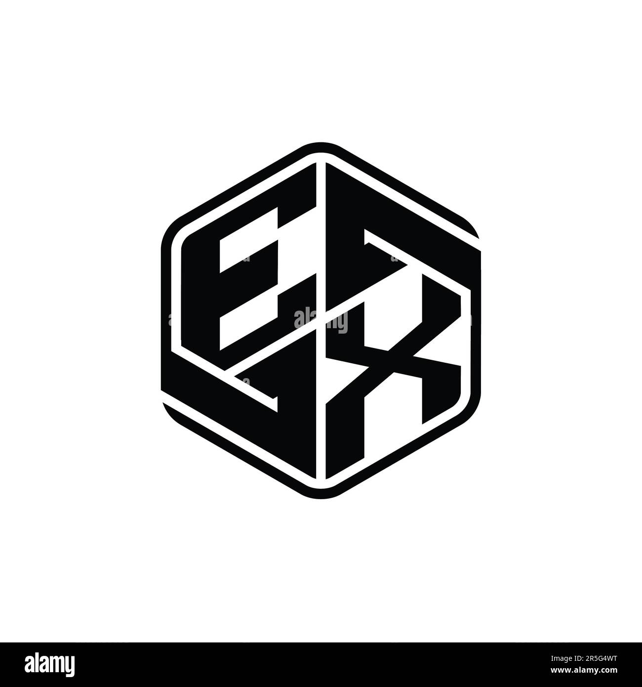 EX Letter Logo monogram hexagon shape with ornament abstract isolated outline design template ...