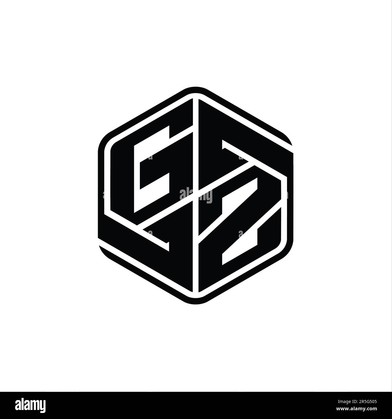 GZ Letter Logo monogram hexagon shape with ornament abstract isolated ...