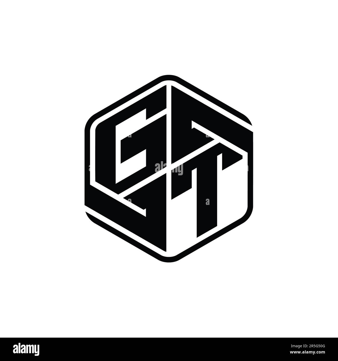 GT Letter Logo monogram hexagon shape with ornament abstract isolated ...