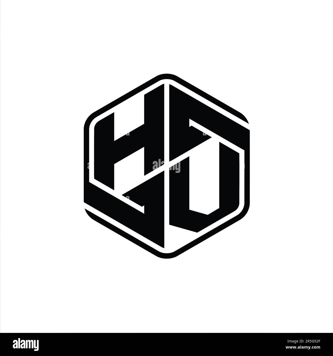 HV Letter Logo monogram hexagon shape with ornament abstract isolated outline design template ...