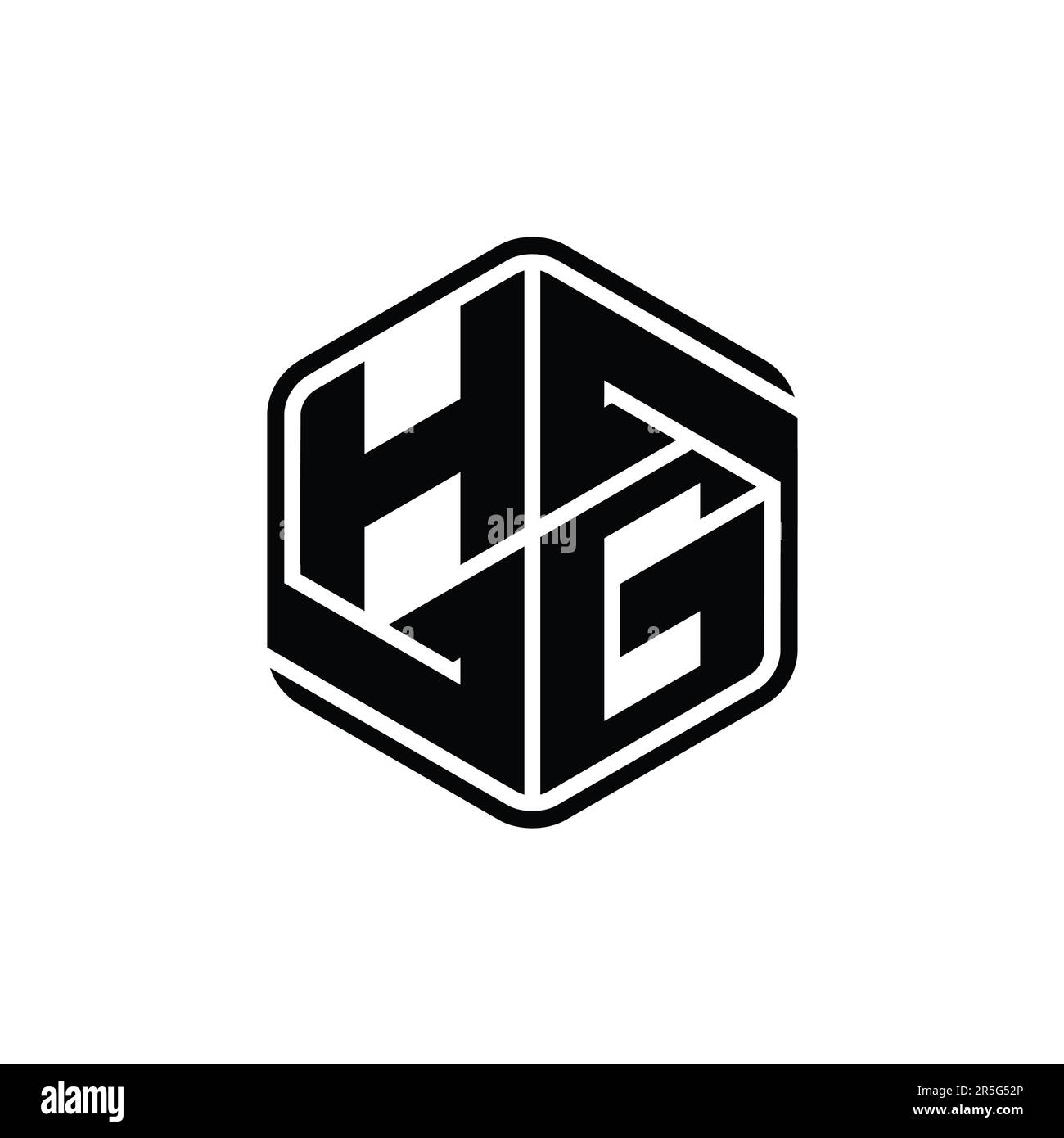 HG Letter Logo monogram hexagon shape with ornament abstract isolated ...