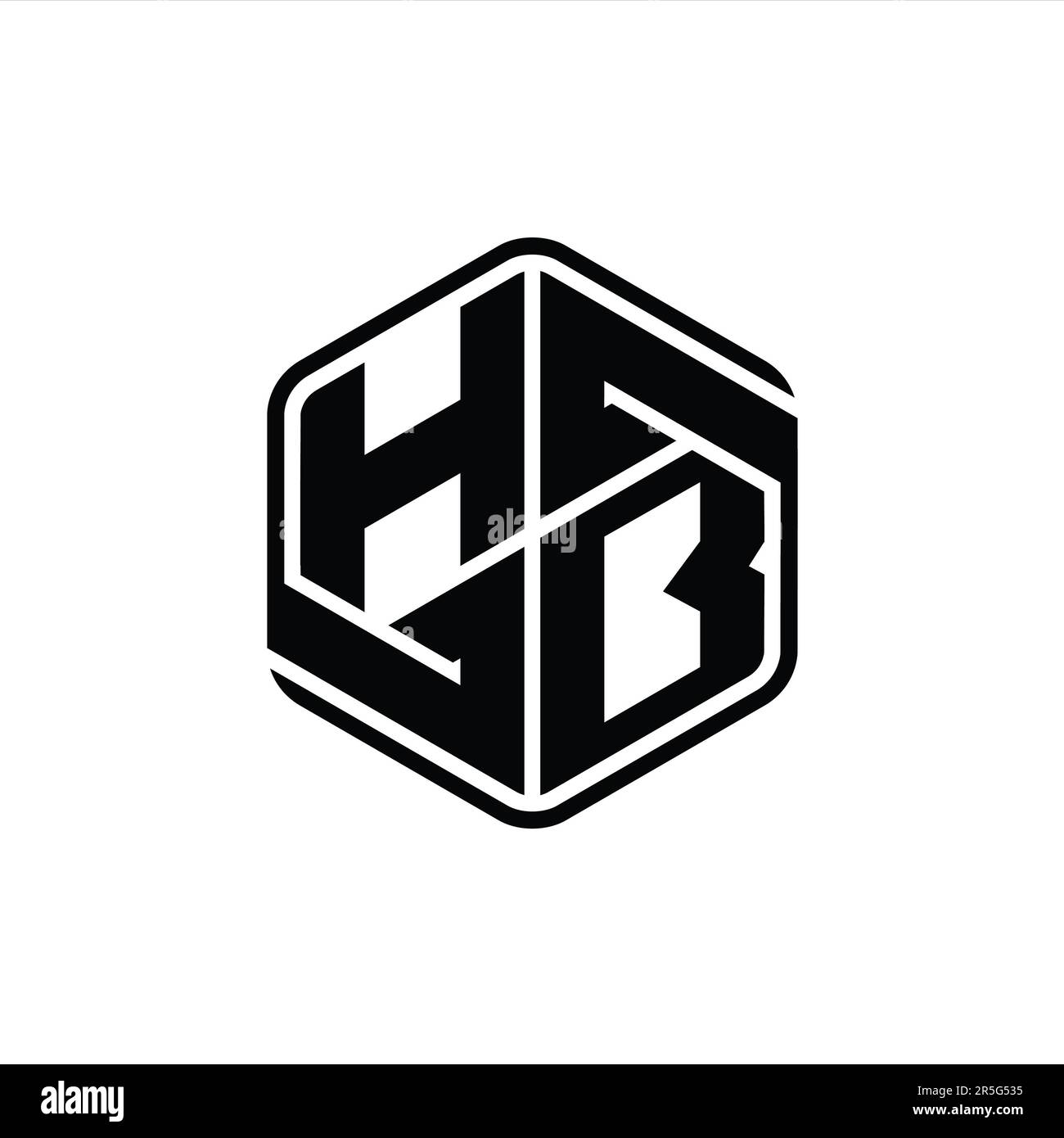 HB Letter Logo monogram hexagon shape with ornament abstract isolated ...