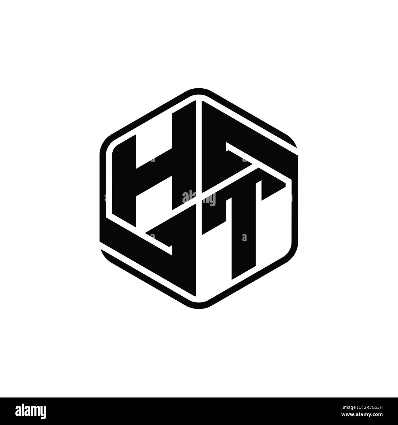 HT Letter Logo monogram hexagon shape with ornament abstract isolated ...