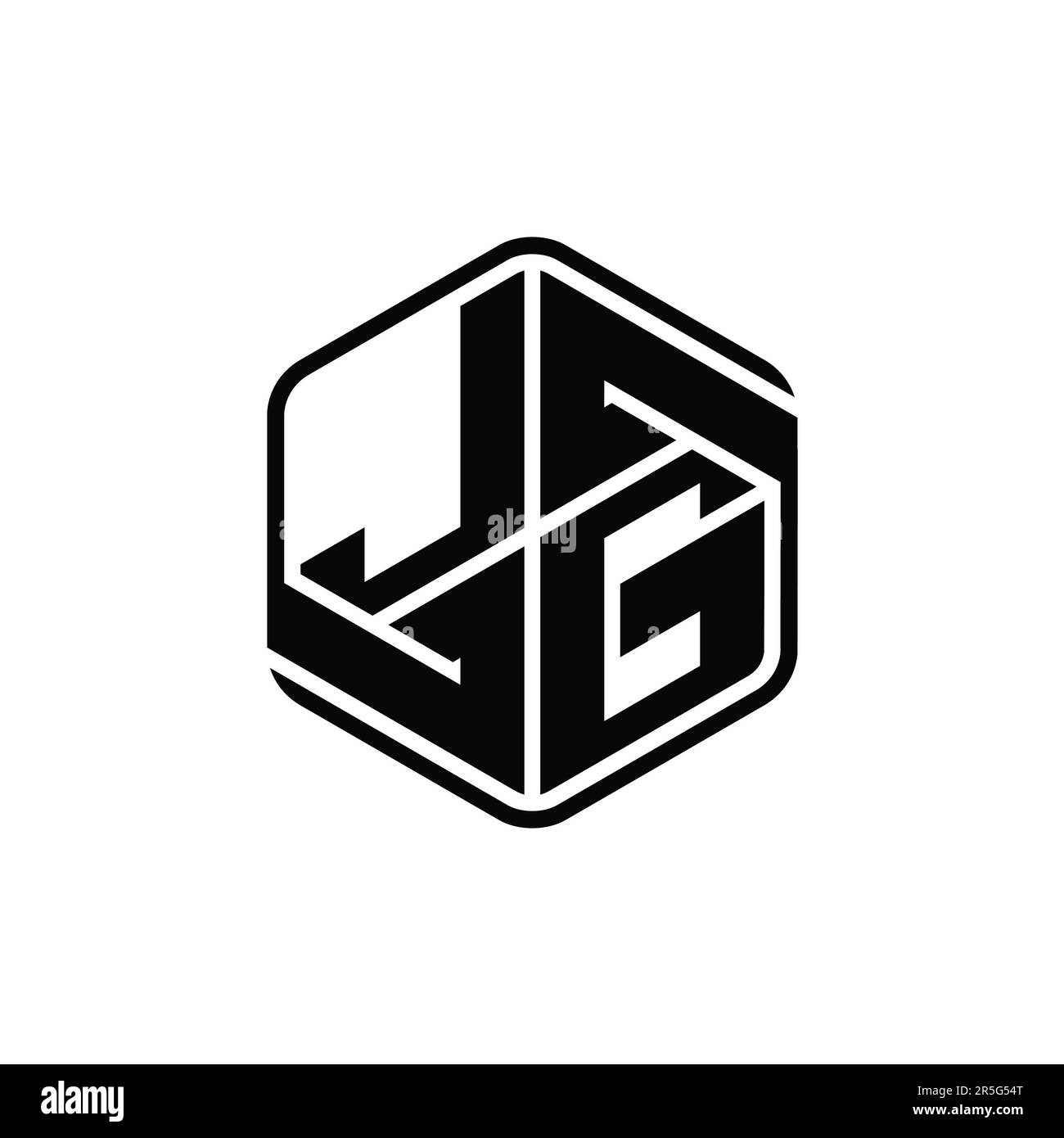 JG Letter Logo monogram hexagon shape with ornament abstract isolated ...