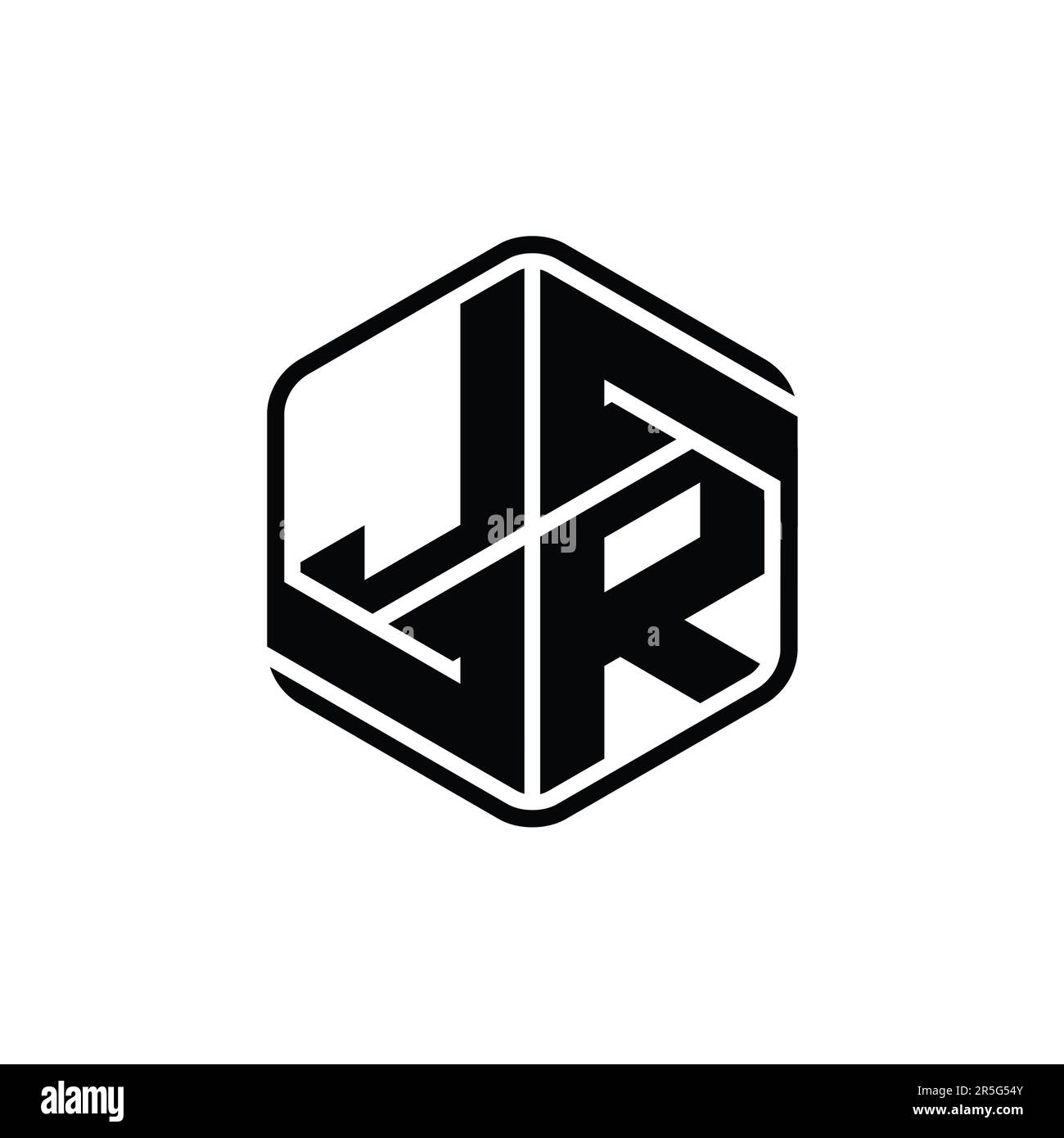 JR Letter Logo monogram hexagon shape with ornament abstract isolated ...