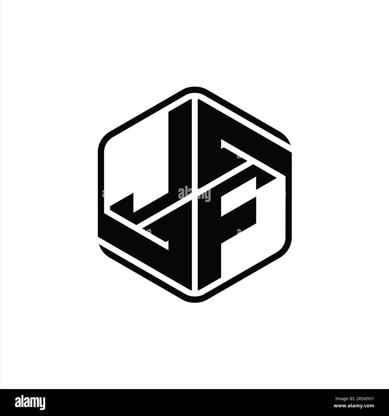 JF Letter Logo monogram hexagon shape with ornament abstract isolated ...