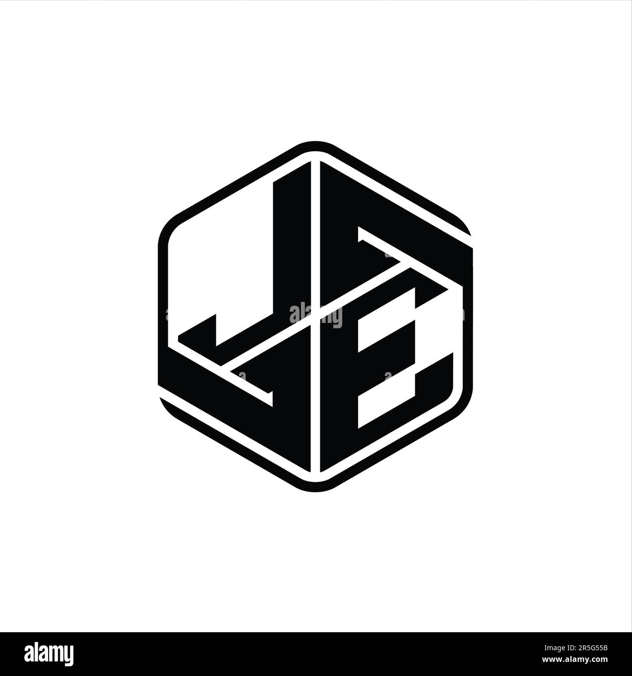 JE Letter Logo monogram hexagon shape with ornament abstract isolated ...