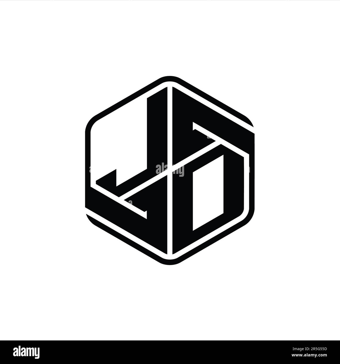 JD Letter Logo monogram hexagon shape with ornament abstract isolated ...