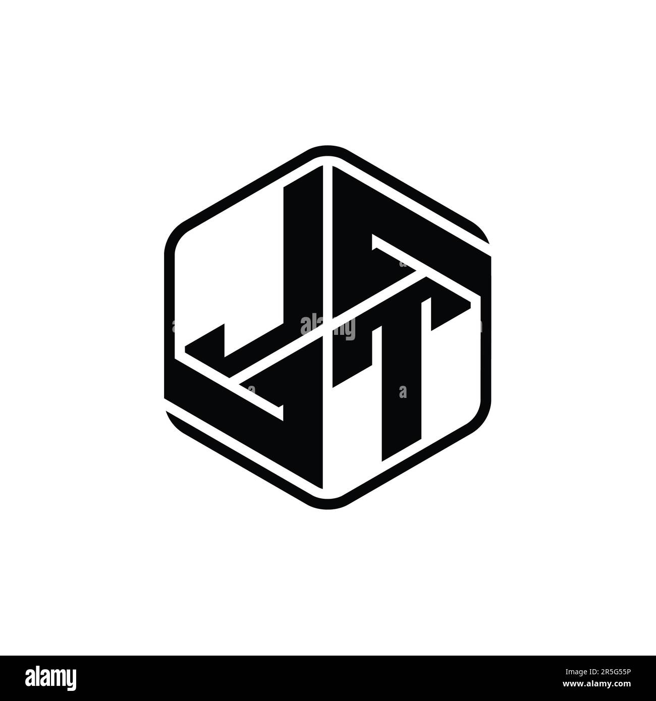 JT Letter Logo monogram hexagon shape with ornament abstract isolated ...