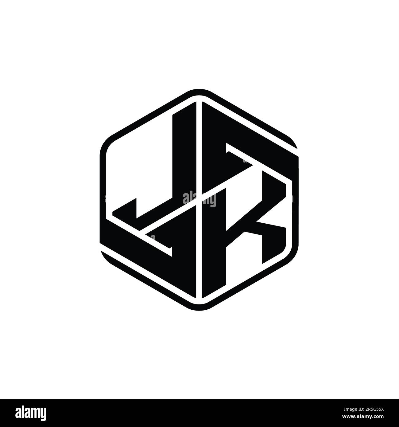 JK Letter Logo monogram hexagon shape with ornament abstract isolated ...