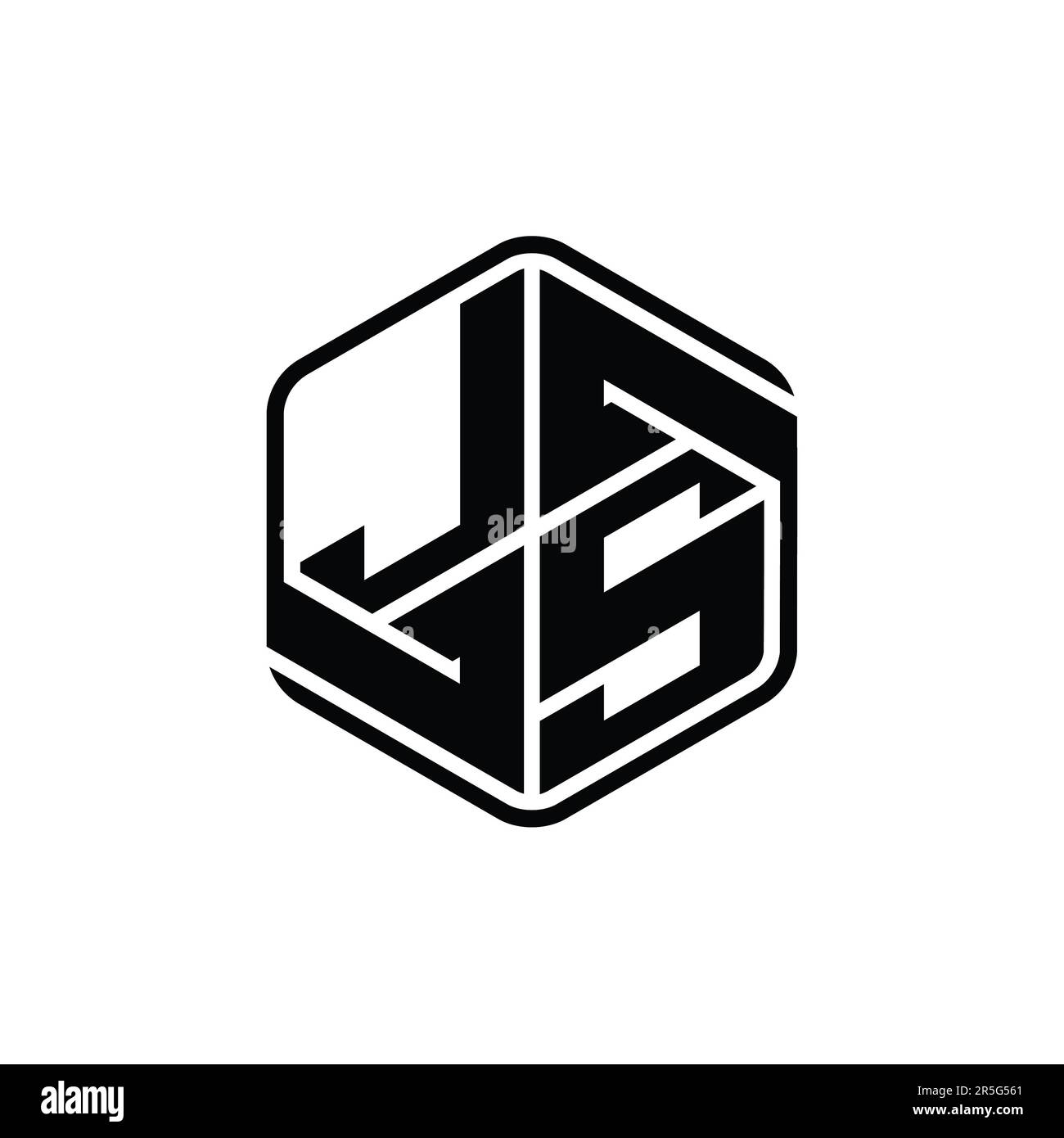 JS Letter Logo monogram hexagon shape with ornament abstract isolated ...