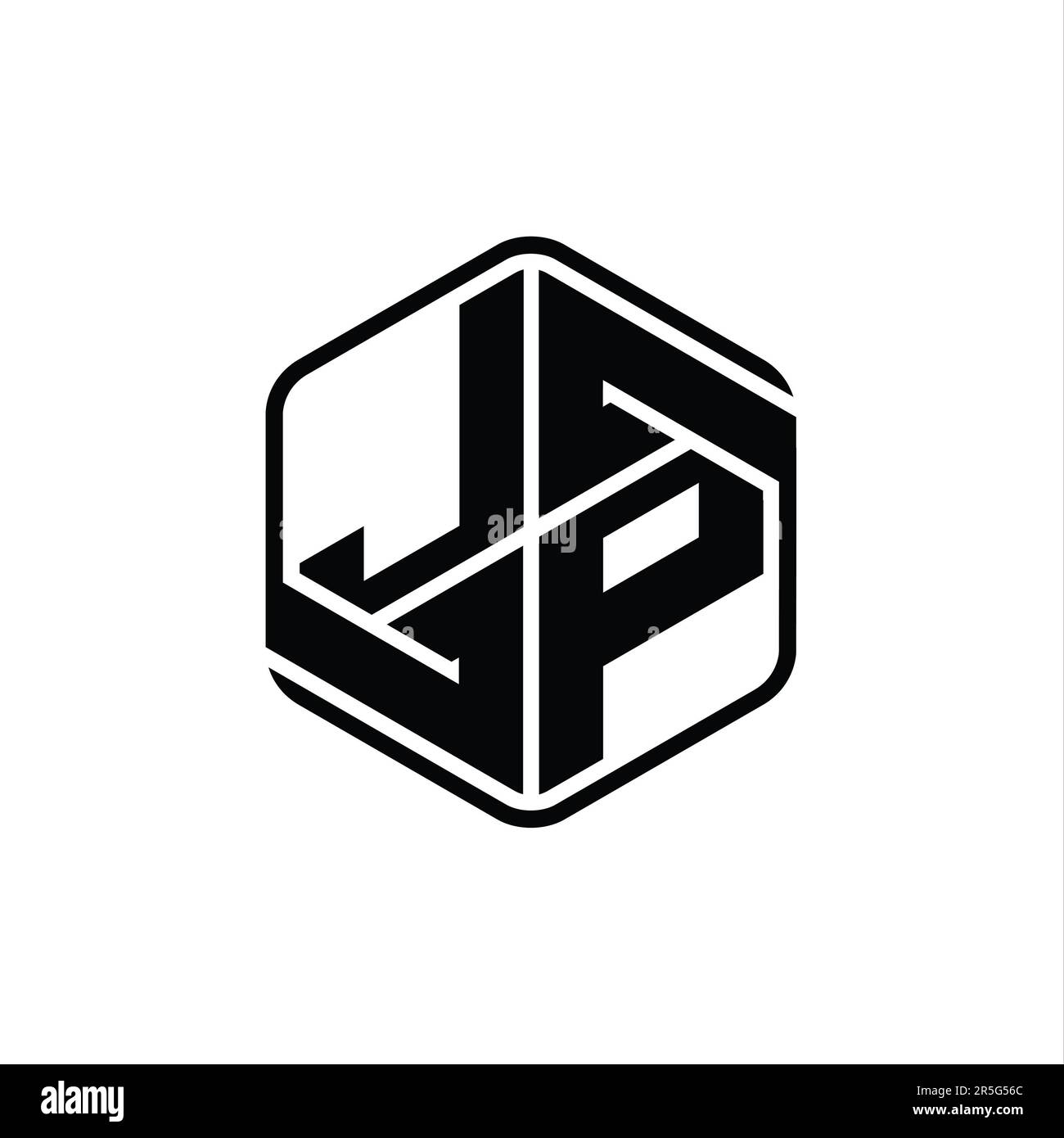 JP Letter Logo monogram hexagon shape with ornament abstract isolated ...