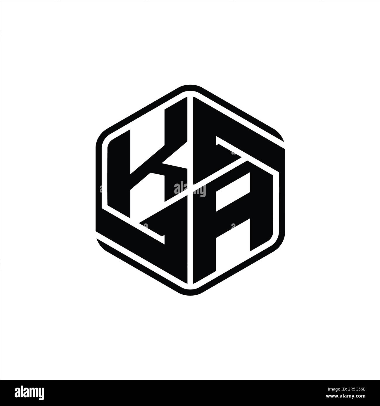 KA Letter Logo monogram hexagon shape with ornament abstract isolated ...