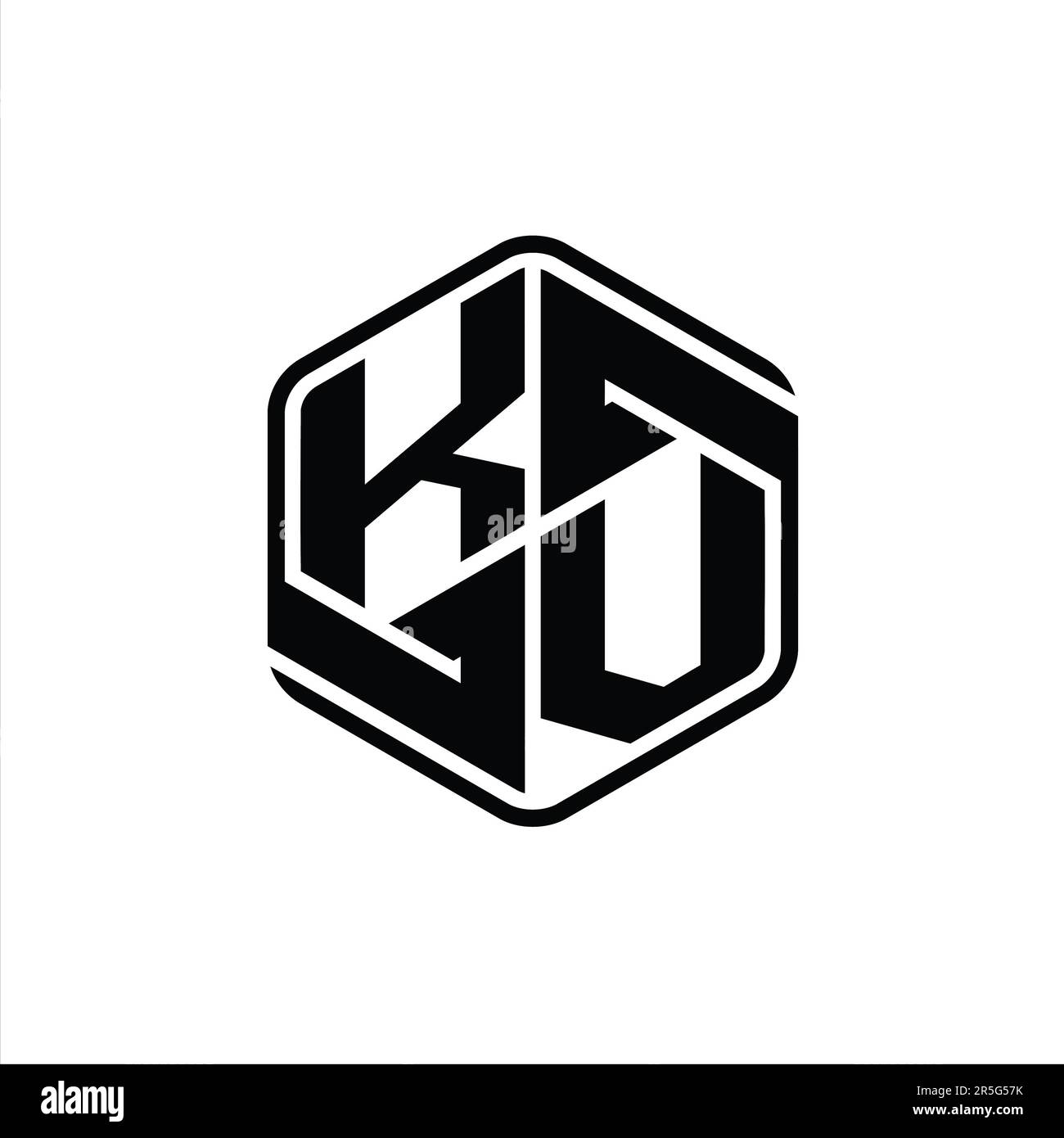 KV Letter Logo monogram hexagon shape with ornament abstract isolated outline design template ...