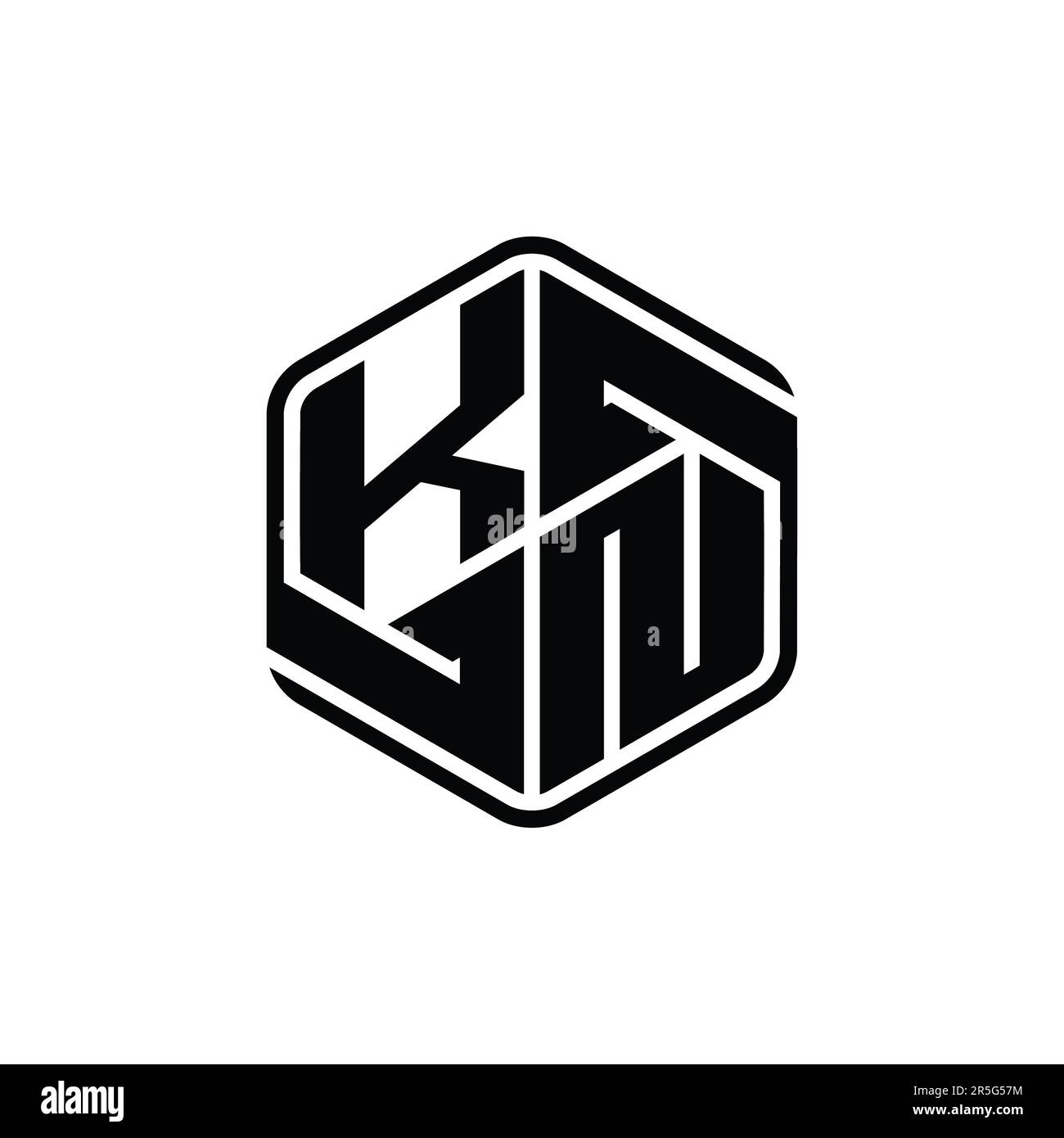 KN Letter Logo monogram hexagon shape with ornament abstract isolated ...