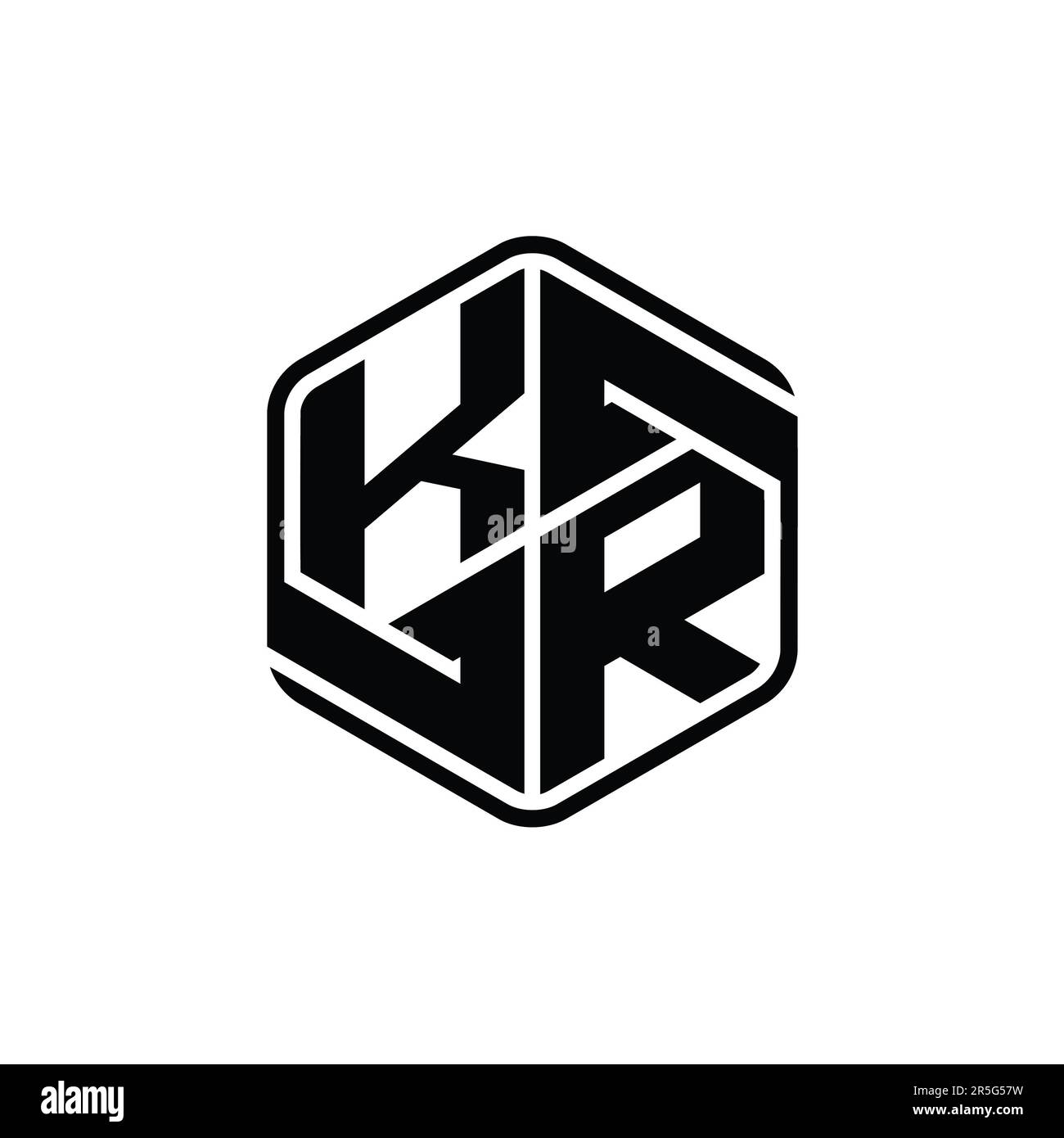 KR Letter Logo monogram hexagon shape with ornament abstract isolated ...