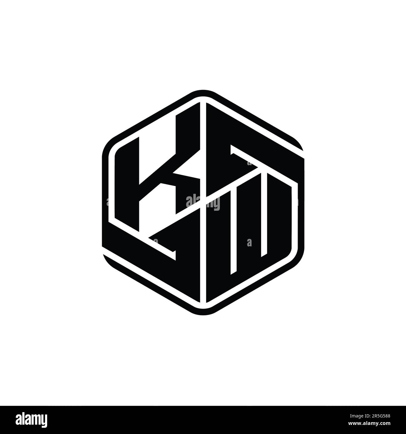 KW Letter Logo monogram hexagon shape with ornament abstract isolated ...