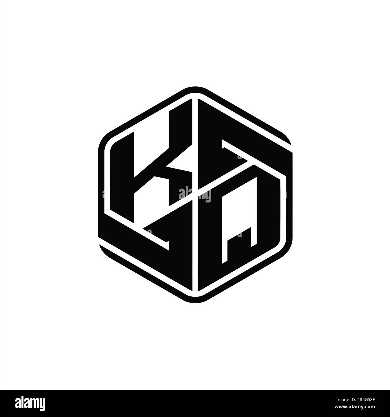 KQ Letter Logo monogram hexagon shape with ornament abstract isolated ...