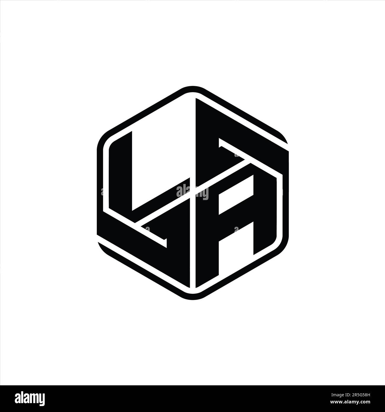 LA Letter Logo monogram hexagon shape with ornament abstract isolated ...