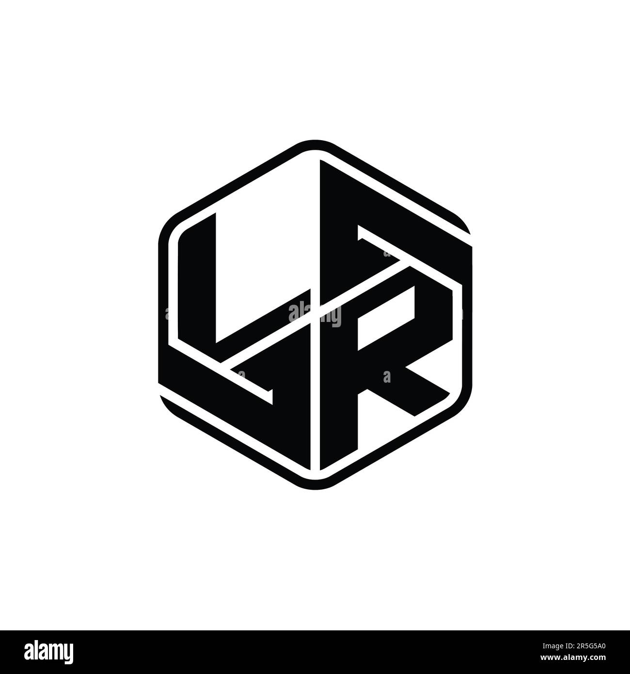 LR Letter Logo monogram hexagon shape with ornament abstract isolated ...