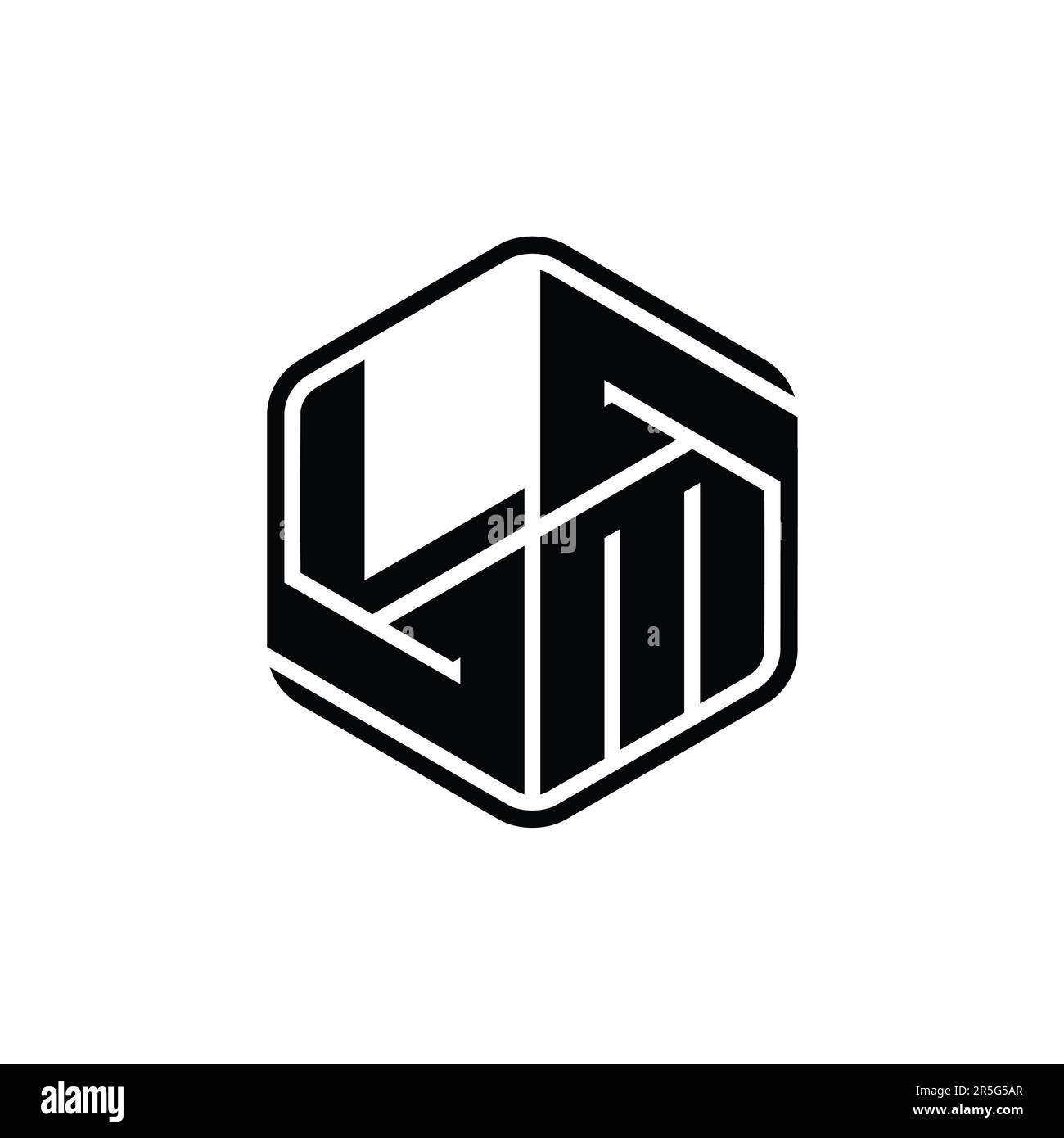 LM Letter Logo monogram hexagon shape with ornament abstract isolated outline design template ...