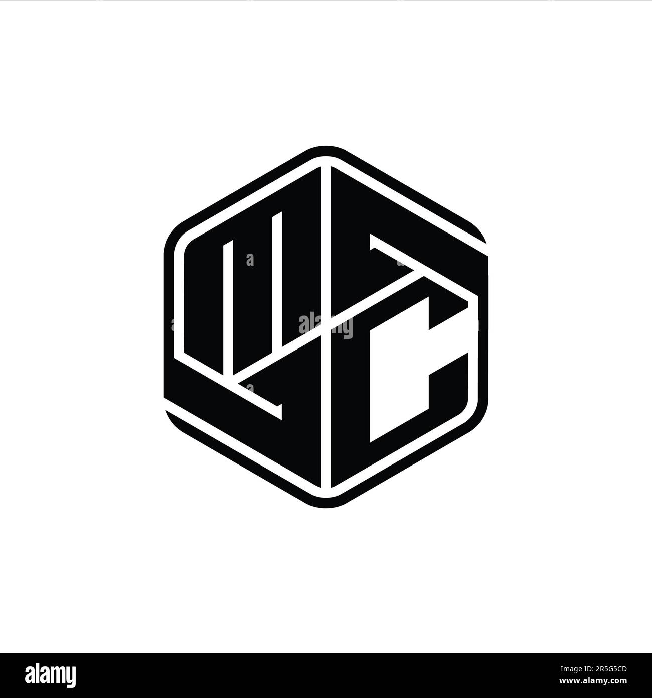 MC Letter Logo monogram hexagon shape with ornament abstract isolated ...
