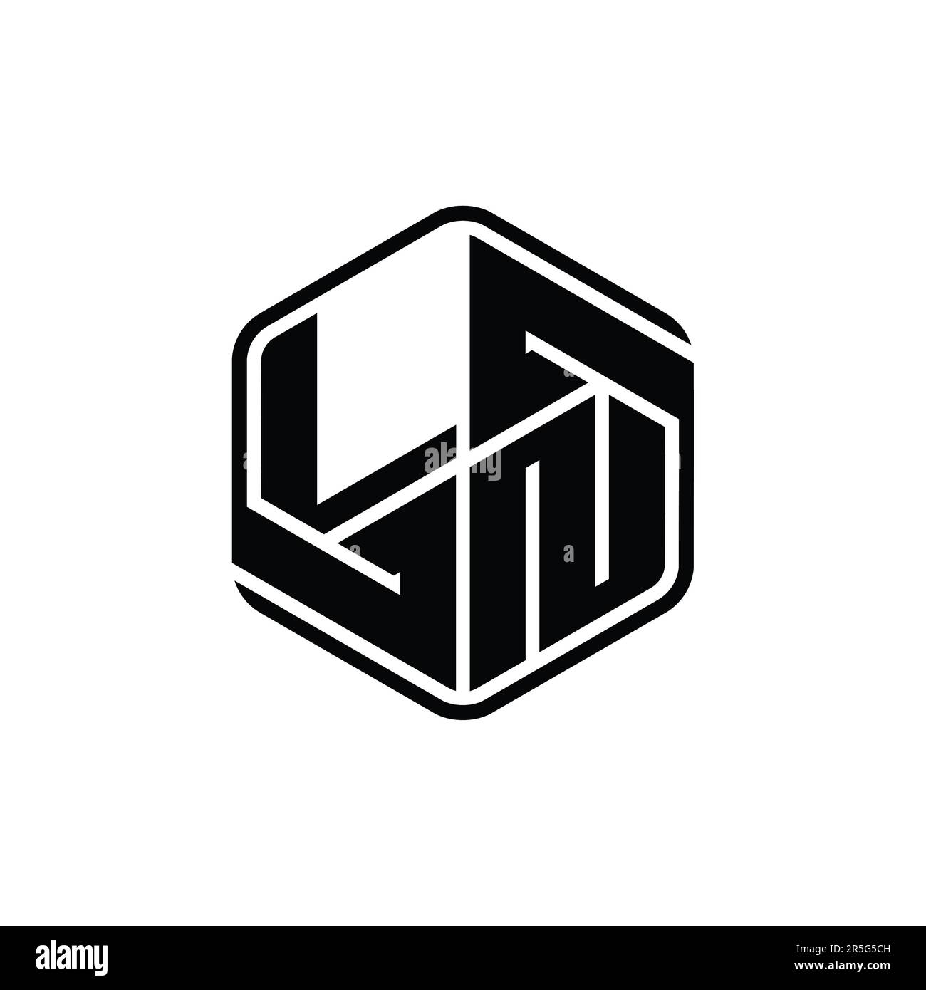 LN Letter Logo monogram hexagon shape with ornament abstract isolated outline design template ...
