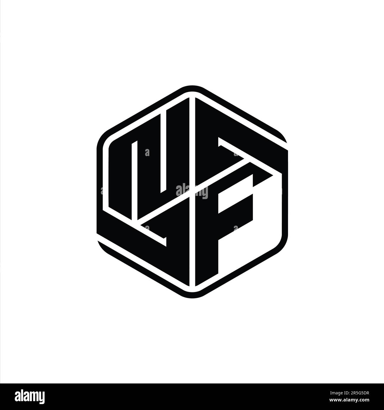 NF Letter Logo monogram hexagon shape with ornament abstract isolated ...