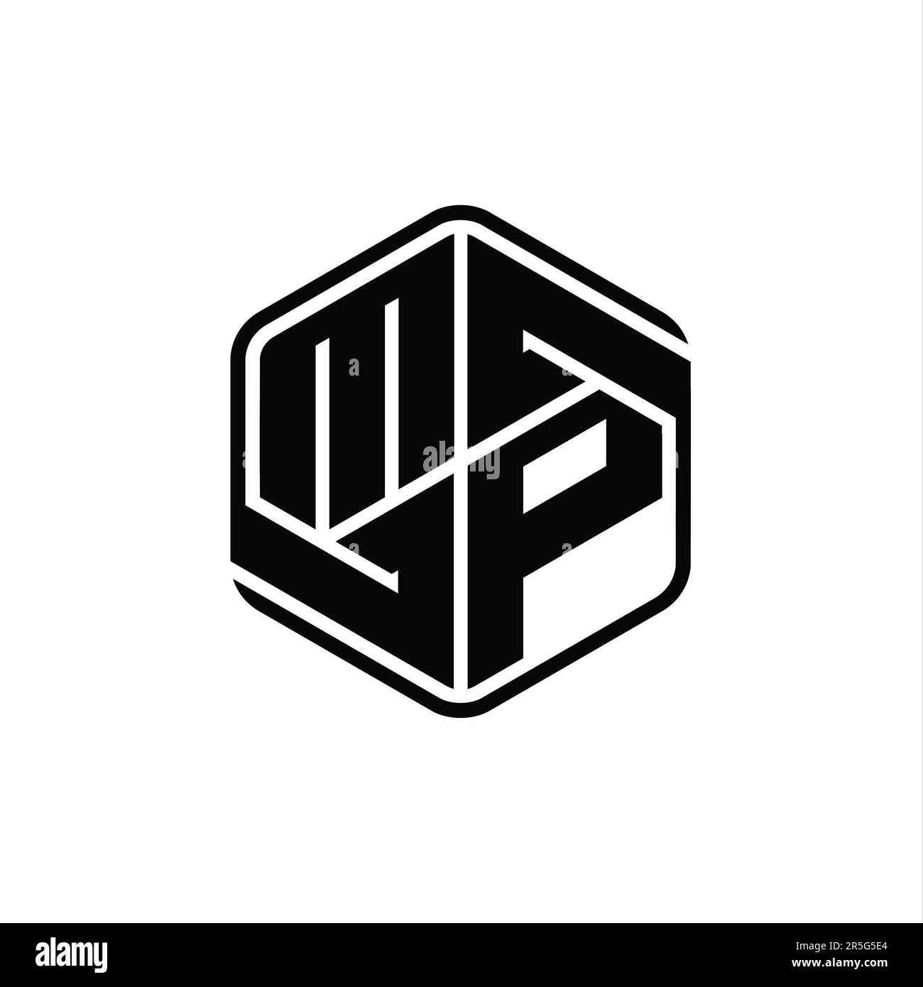 MP Letter Logo monogram hexagon shape with ornament abstract isolated outline design template ...