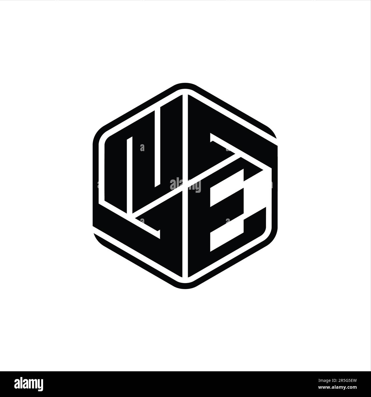 NE Letter Logo monogram hexagon shape with ornament abstract isolated ...