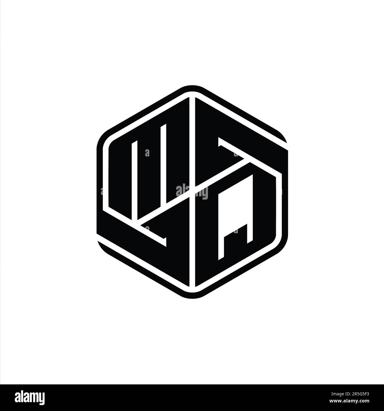 MQ Letter Logo monogram hexagon shape with ornament abstract isolated outline design template ...