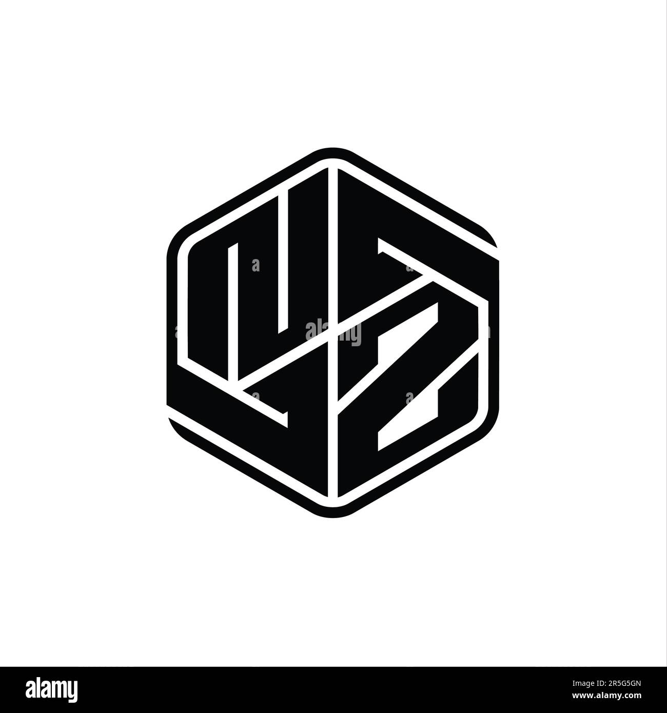 NZ Letter Logo monogram hexagon shape with ornament abstract isolated outline design template ...