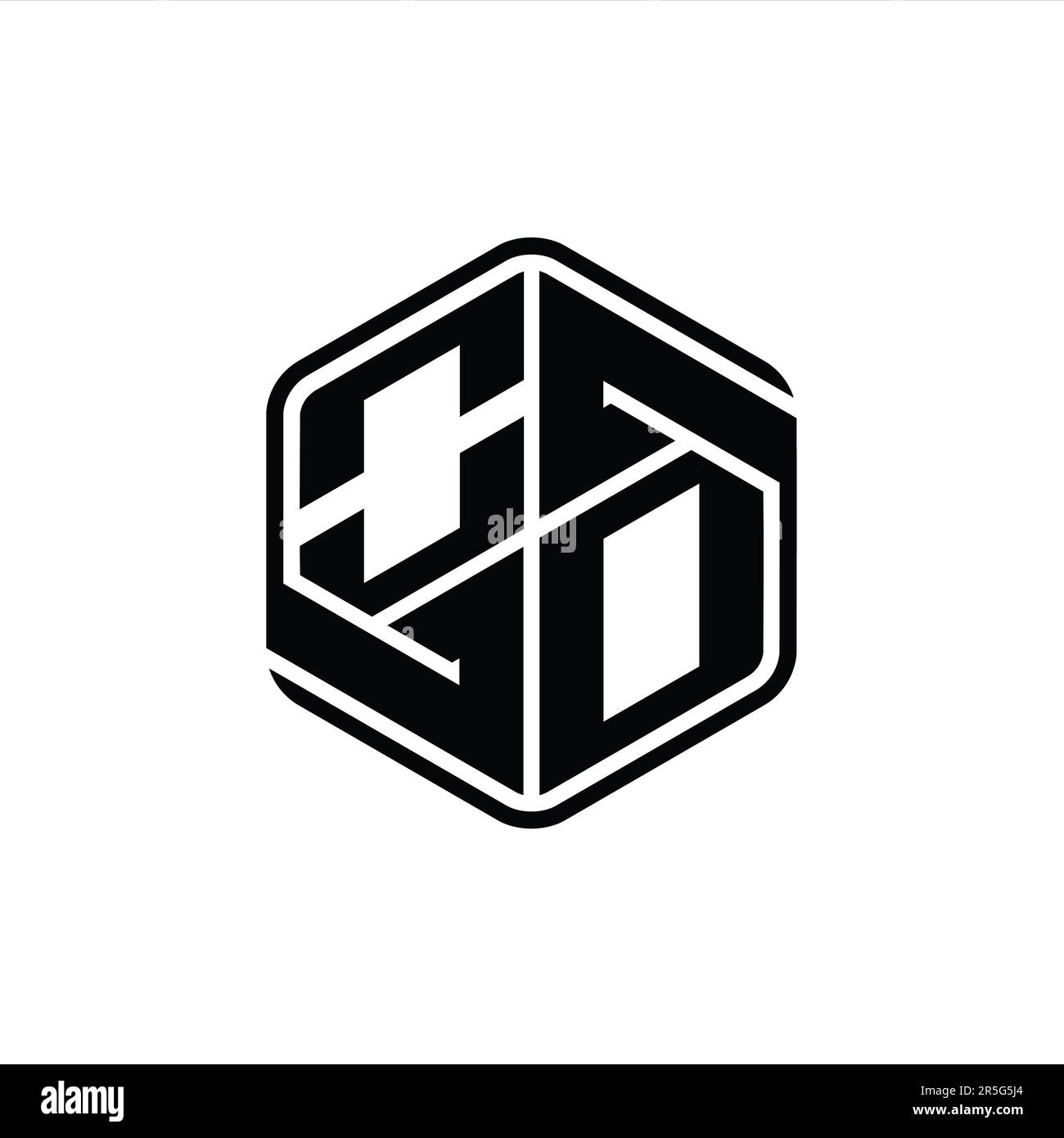 OD Letter Logo monogram hexagon shape with ornament abstract isolated outline design template ...