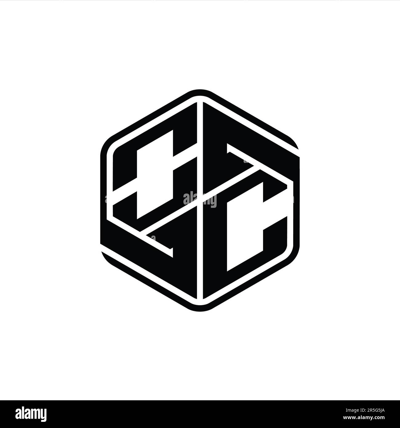 OC Letter Logo monogram hexagon shape with ornament abstract isolated outline design template ...
