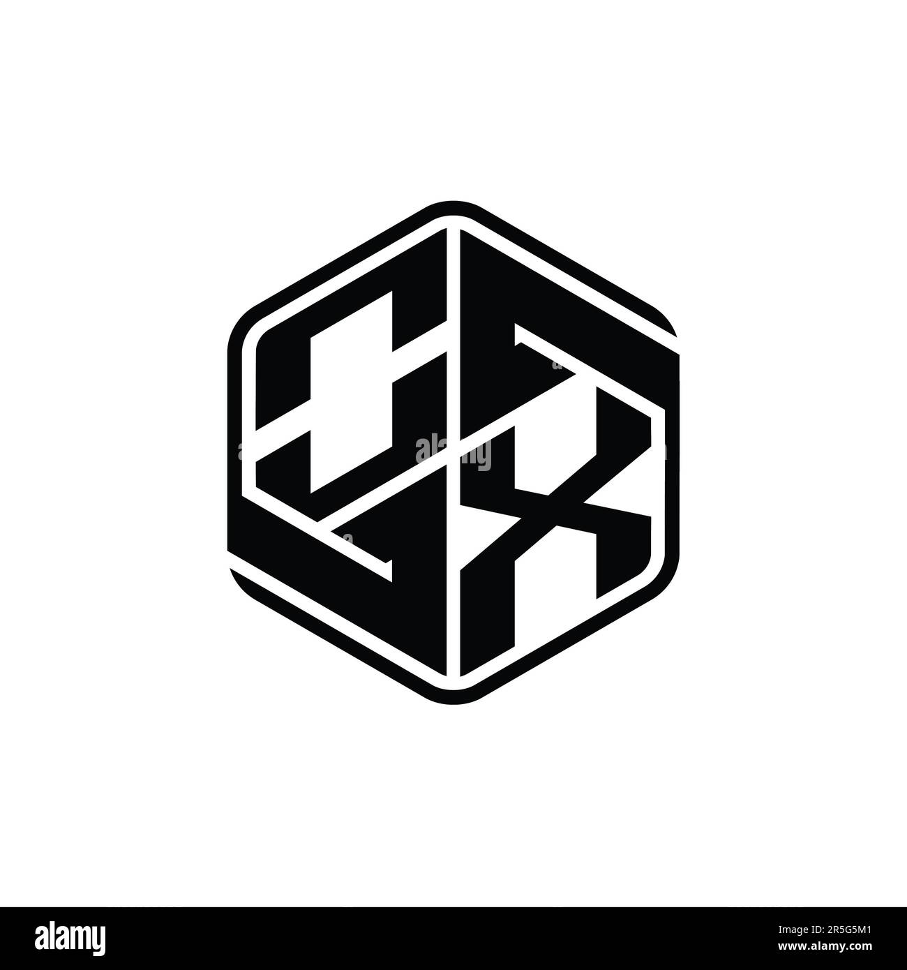 OX Letter Logo monogram hexagon shape with ornament abstract isolated ...