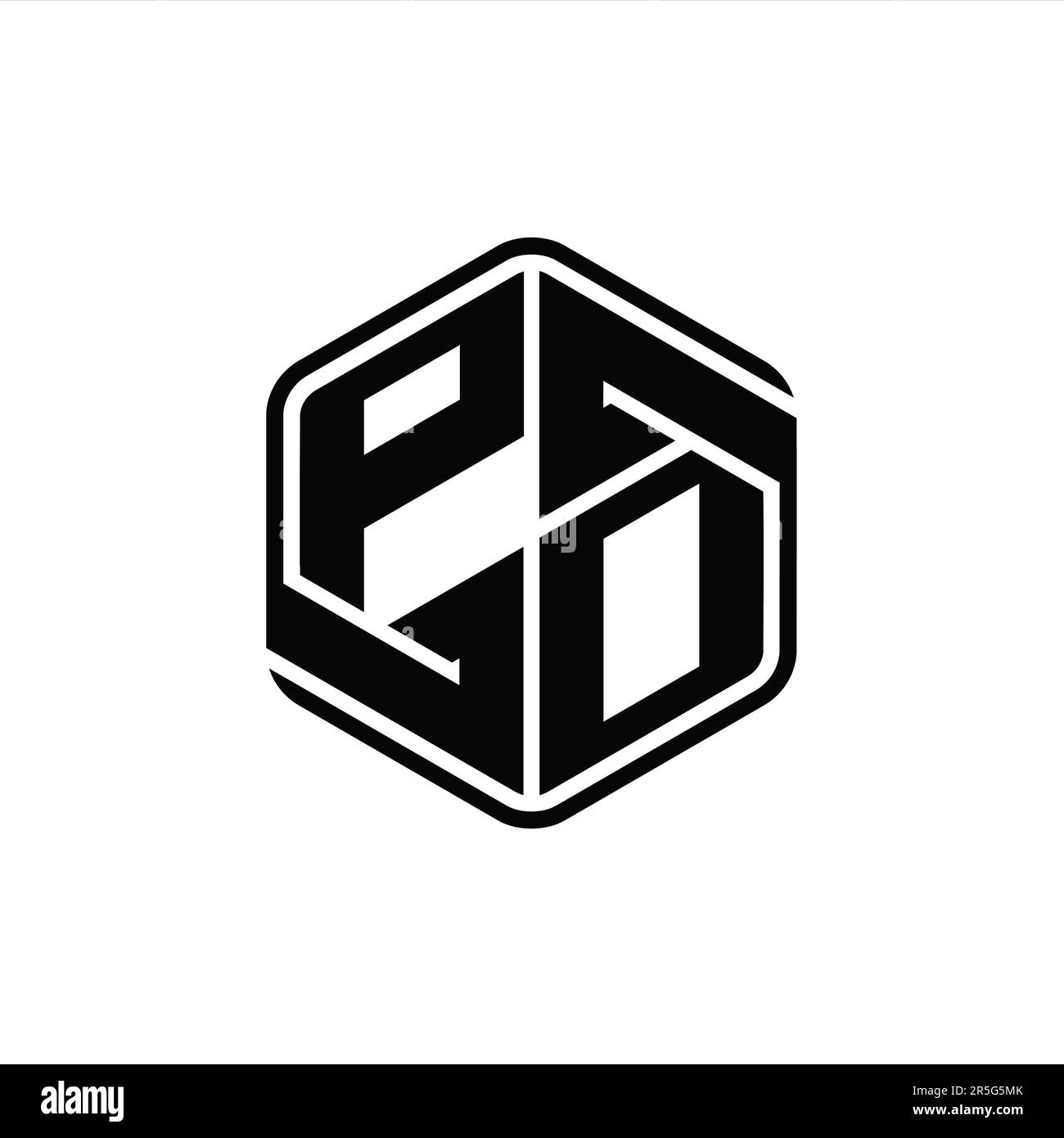 PD Letter Logo monogram hexagon shape with ornament abstract isolated ...