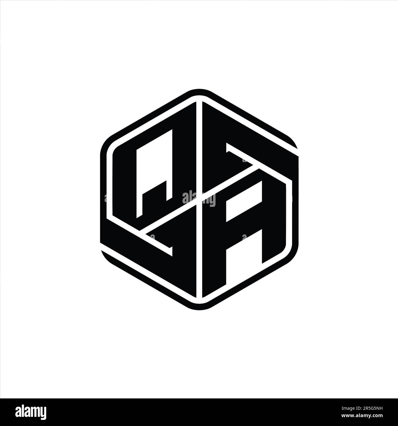 QA Letter Logo monogram hexagon shape with ornament abstract isolated outline design template ...