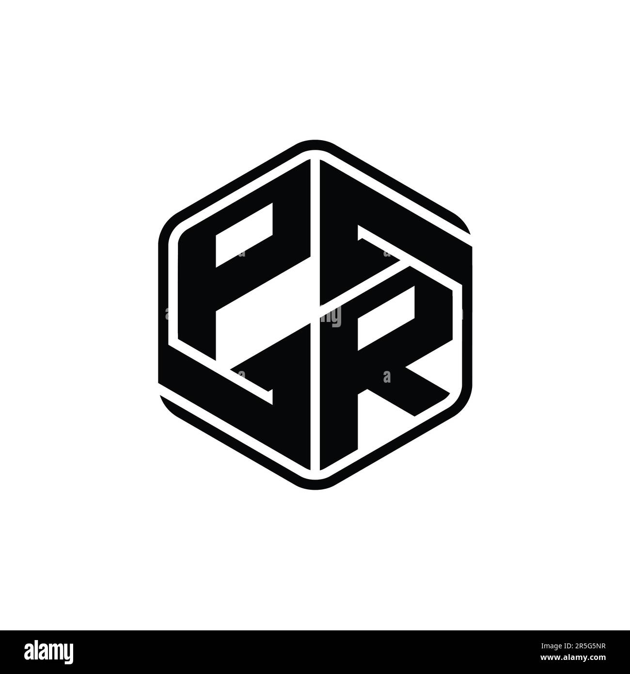 PR Letter Logo monogram hexagon shape with ornament abstract isolated ...
