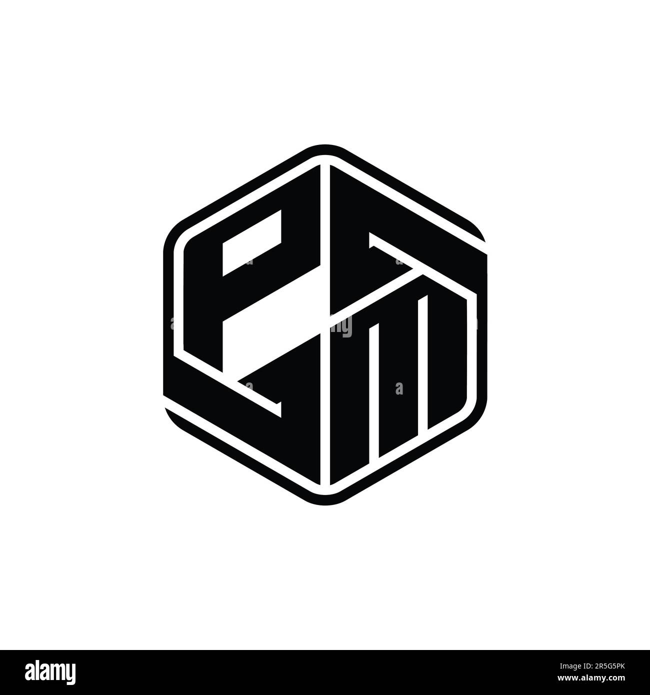 PM Letter Logo monogram hexagon shape with ornament abstract isolated ...