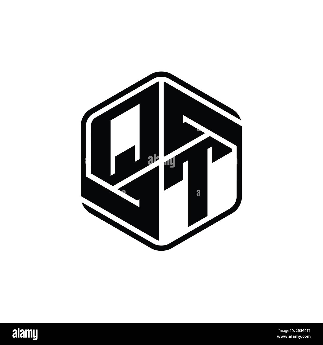 QT Letter Logo monogram hexagon shape with ornament abstract isolated ...