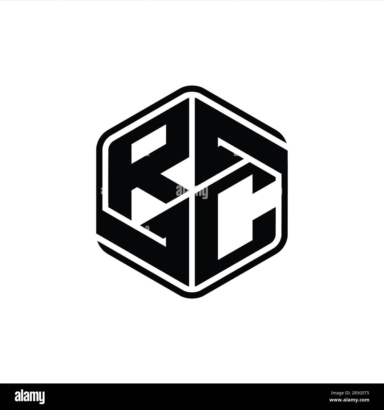 RC Letter Logo monogram hexagon shape with ornament abstract isolated ...
