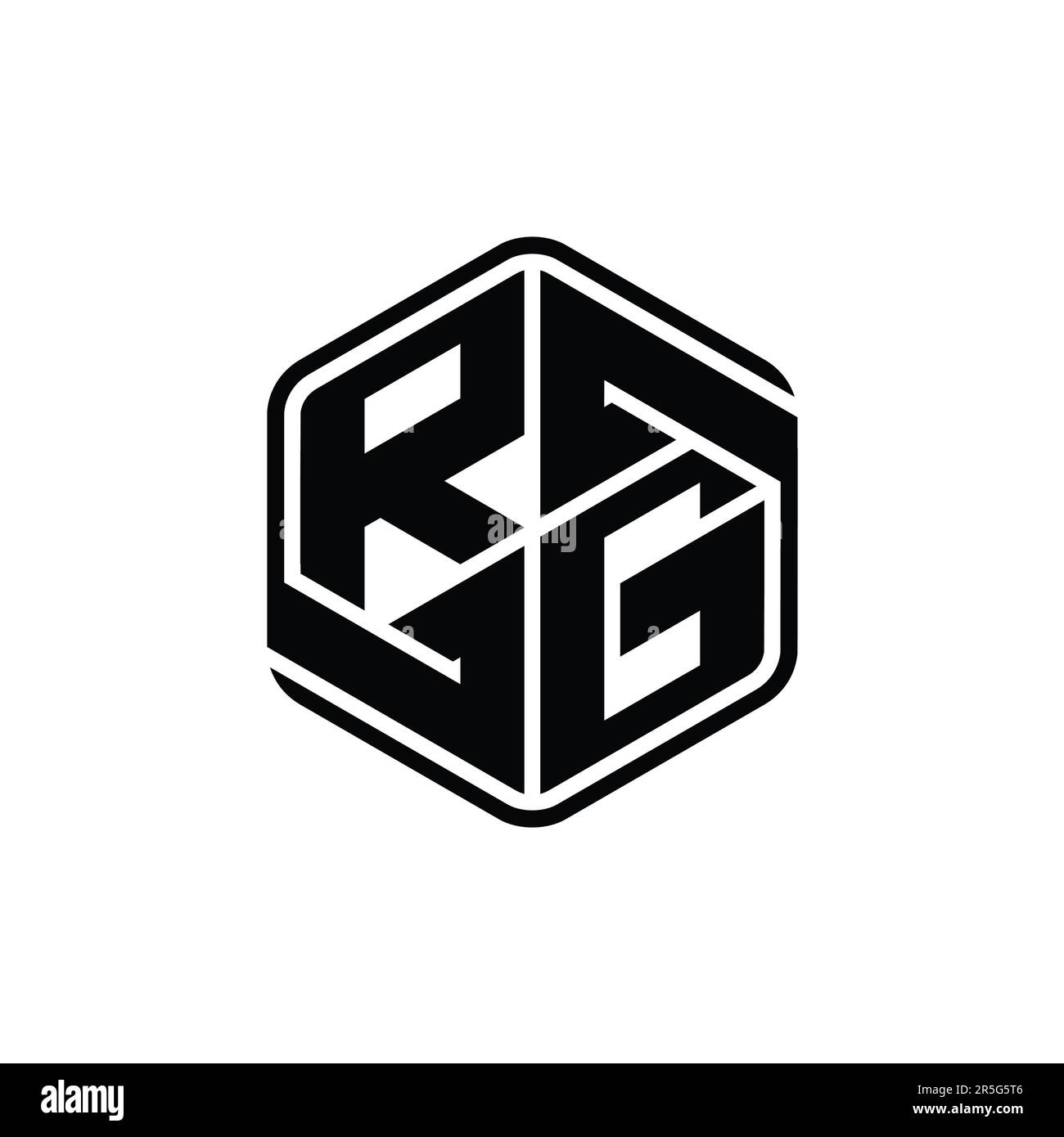 RG Letter Logo monogram hexagon shape with ornament abstract isolated ...