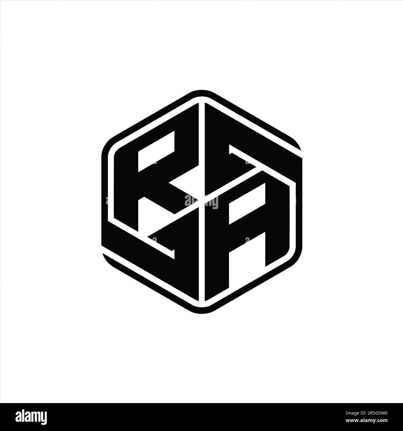 RA Letter Logo monogram hexagon shape with ornament abstract isolated ...