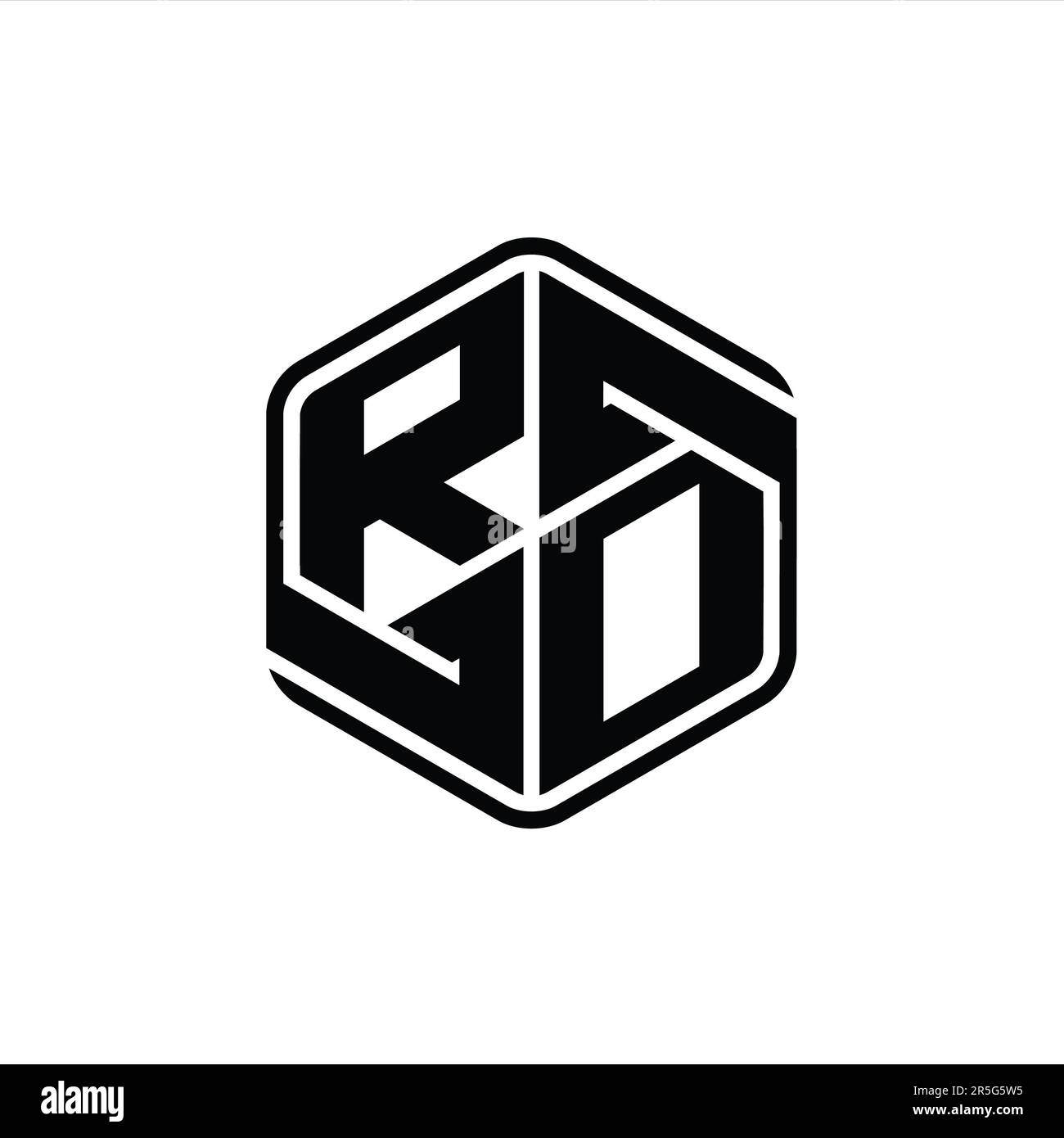 RD Letter Logo monogram hexagon shape with ornament abstract isolated ...
