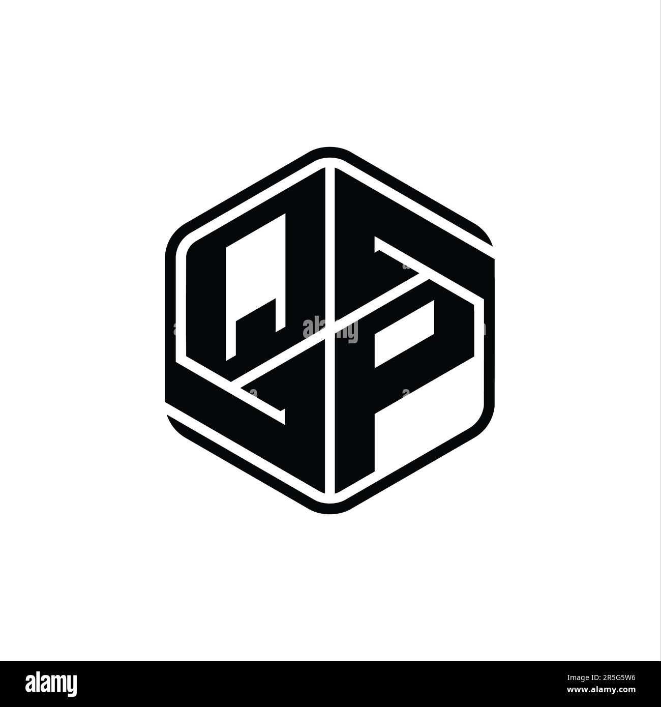 QP Letter Logo monogram hexagon shape with ornament abstract isolated ...
