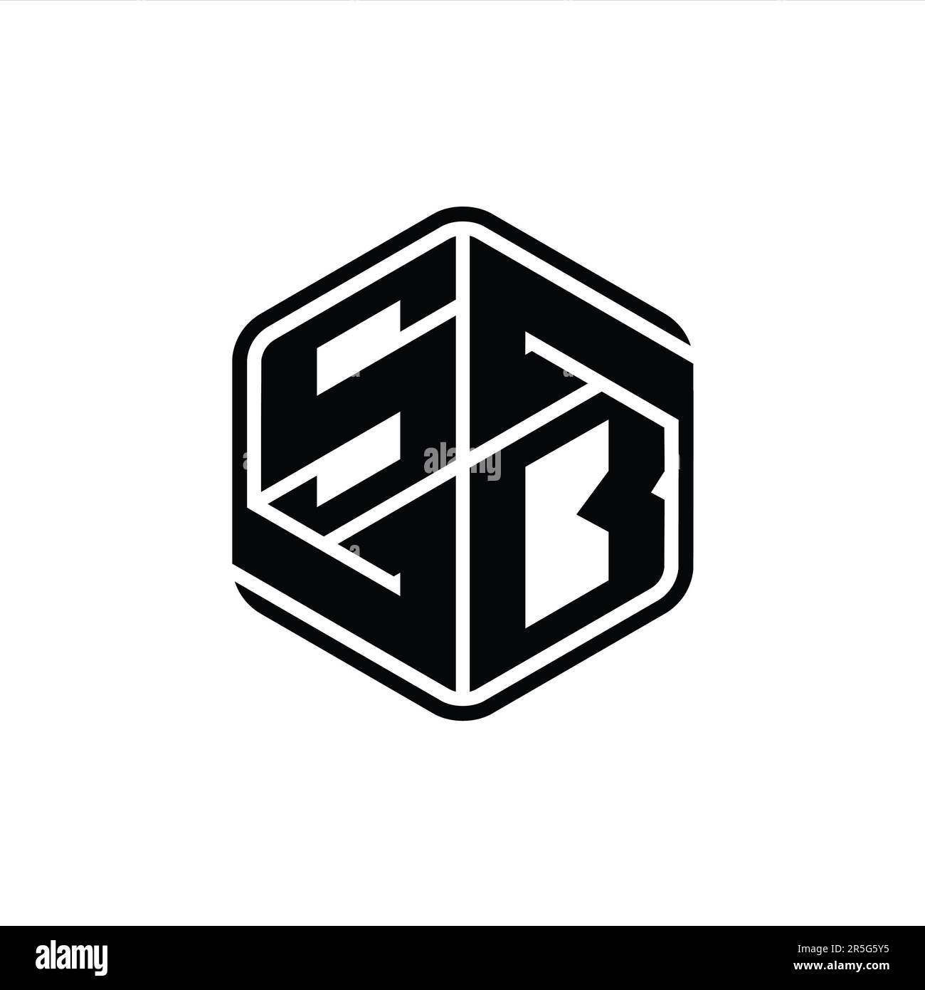 SB Letter Logo monogram hexagon shape with ornament abstract isolated ...