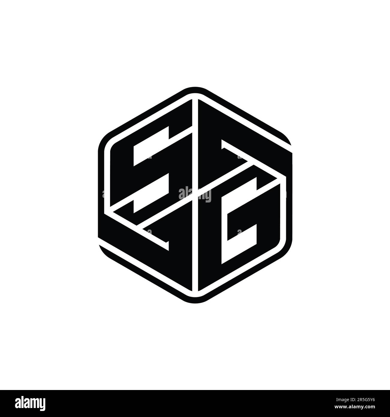 SG Letter Logo monogram hexagon shape with ornament abstract isolated ...