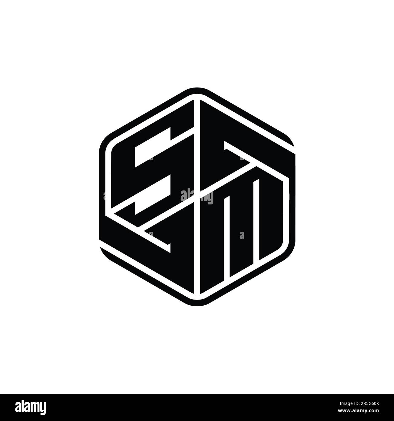 SM Letter Logo monogram hexagon shape with ornament abstract isolated ...
