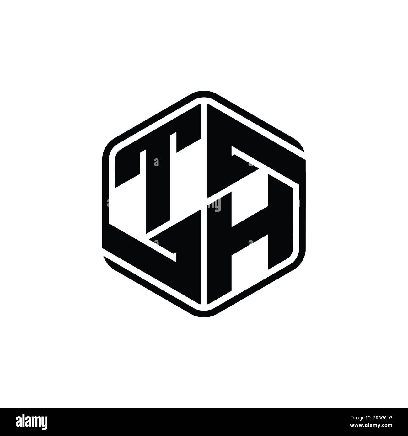 TH Letter Logo monogram hexagon shape with ornament abstract isolated ...